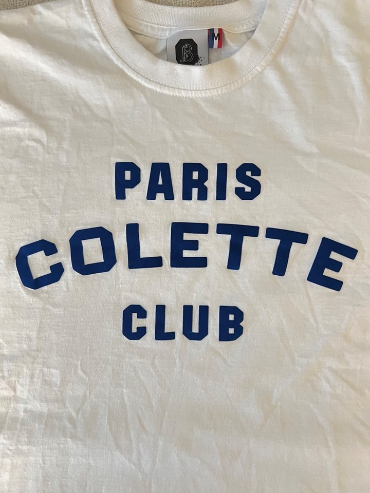 Rare Paris Colette Club White T-Shirt Blue Flocked Letters Men's Medium ...