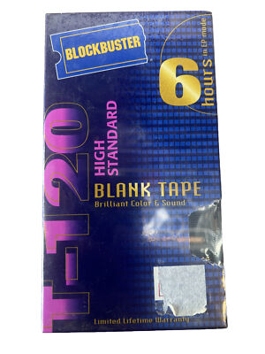 Vintage Blockbuster Video T-120 Blank VHS Tape 6 Hours Brand New Sealed ...