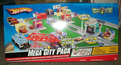 HOT WHEELS CITY SETS: MEGA CITY PACK PLAYSET NEW SEALED MATTEL WALMART ...