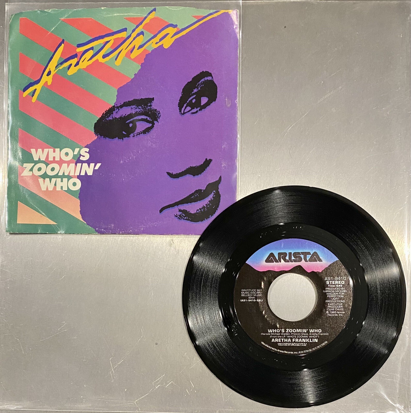 Lot x 2 ARETHA FRANKLIN 45 Who's Zoomin' Who / Jumpin' Jack Flash 7 ...