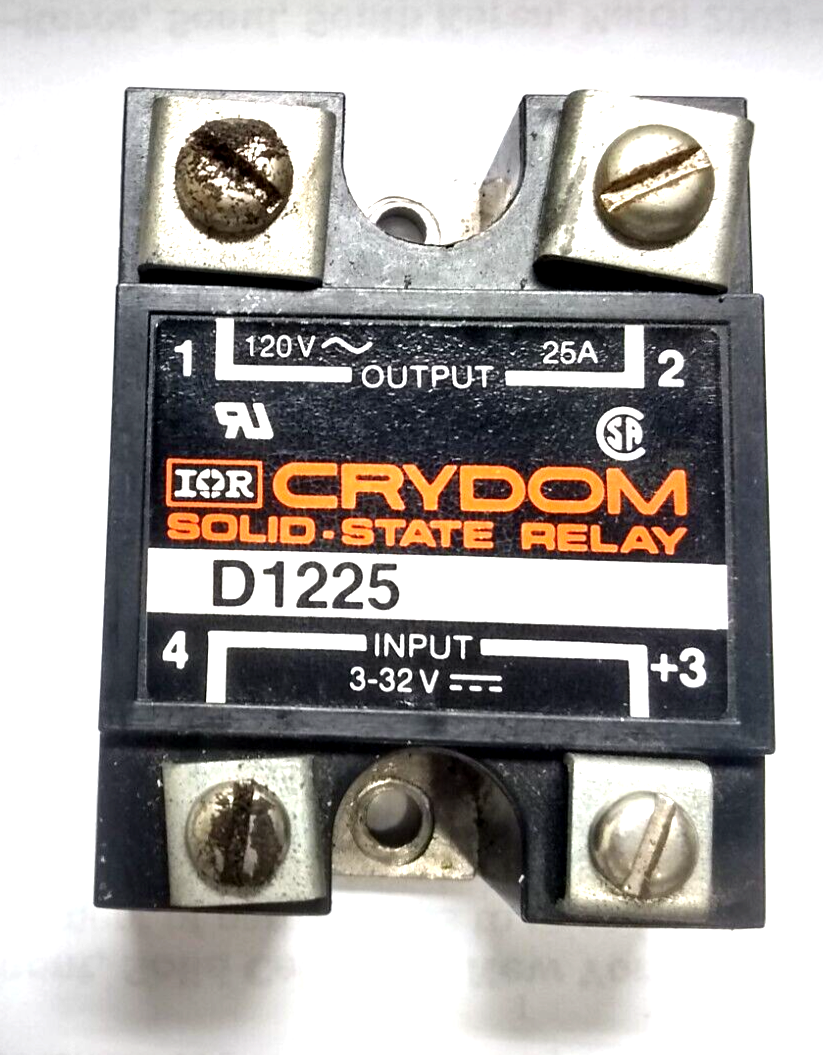Crydom D1225 Solid-State Relay (SSR) 120VAC, 25A Output / 3 - 32VDC ...