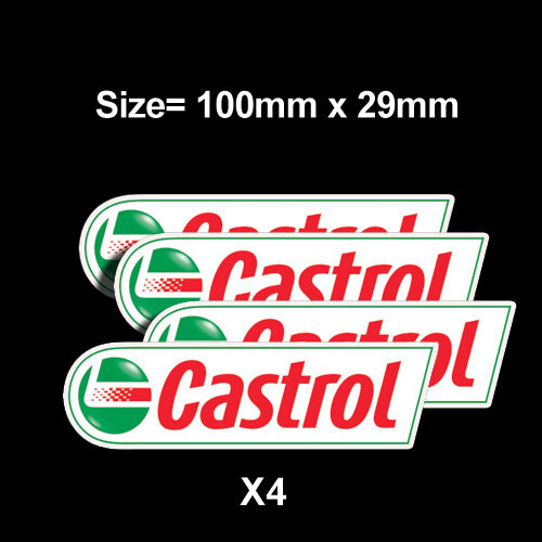 4 X CASTROL OIL SPONSOR STICKERS CLASSIC RALLY RACE BIKE TOOLBOX DECALS ...