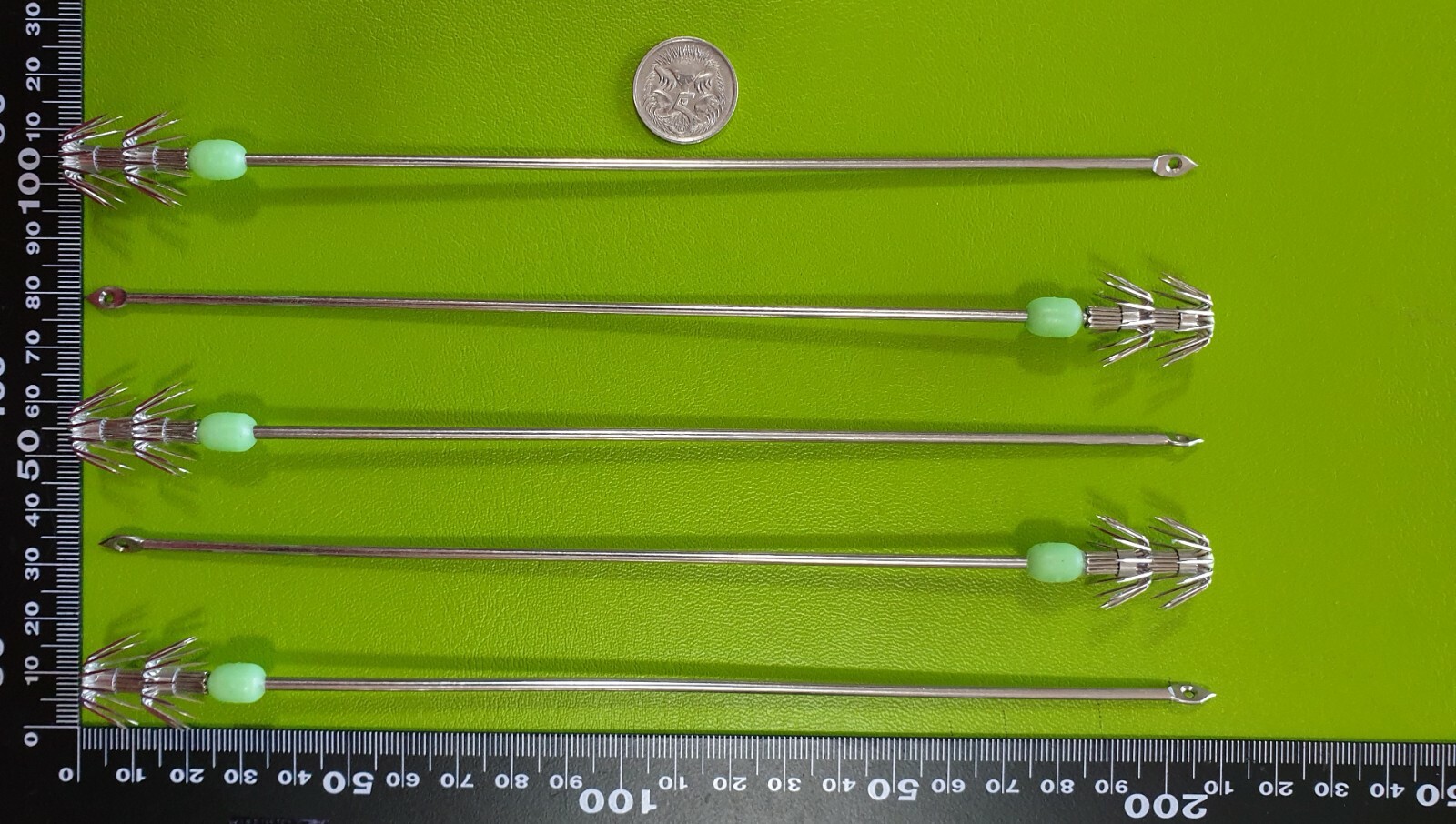 6x 200mm (16mm WIDE HOOKS) DFS METAL SQUID SPIKE JIG JIGS stainless ...