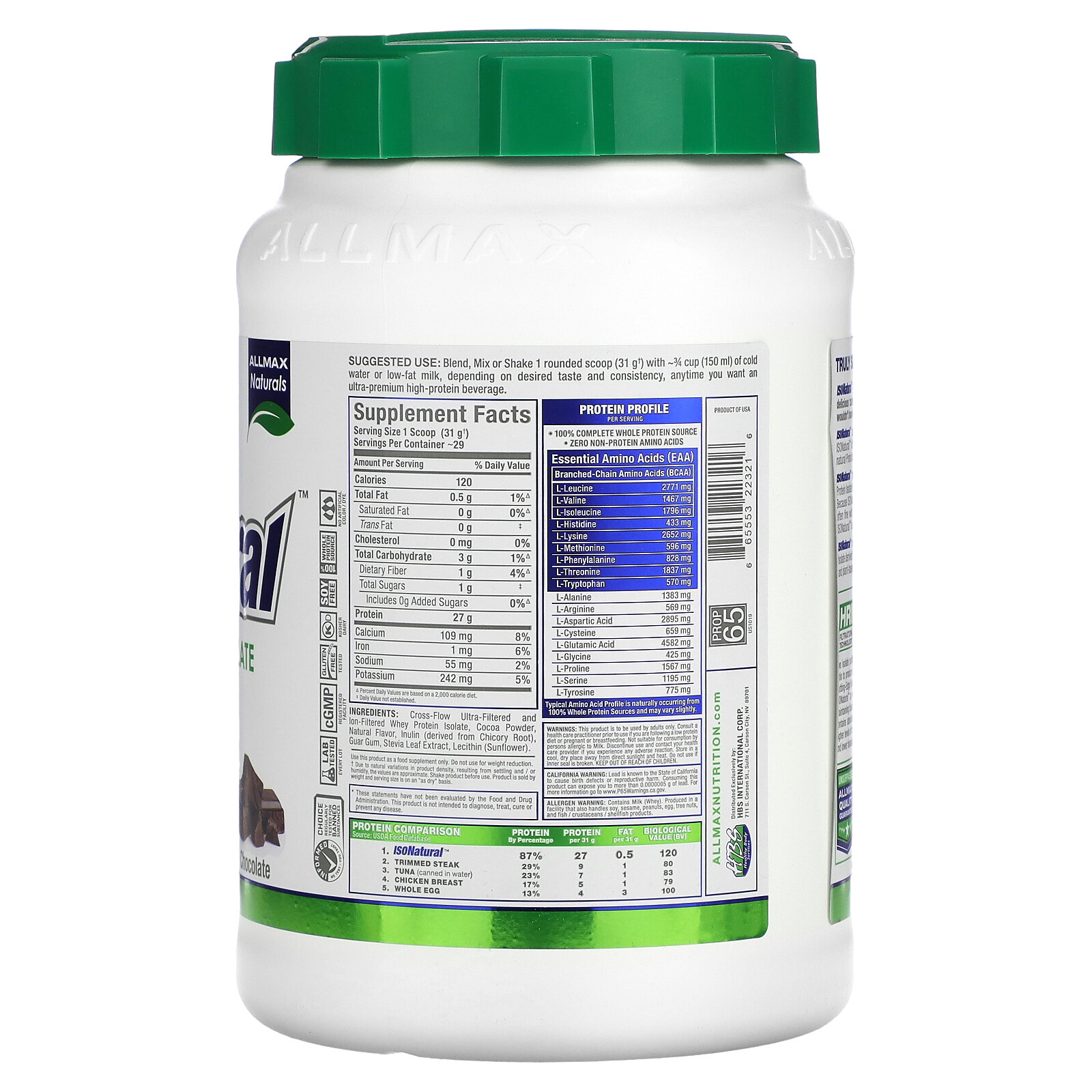 ISONatural™, Pure Whey Protein Isolate, Chocolate, 2 lbs (907 g) | eBay