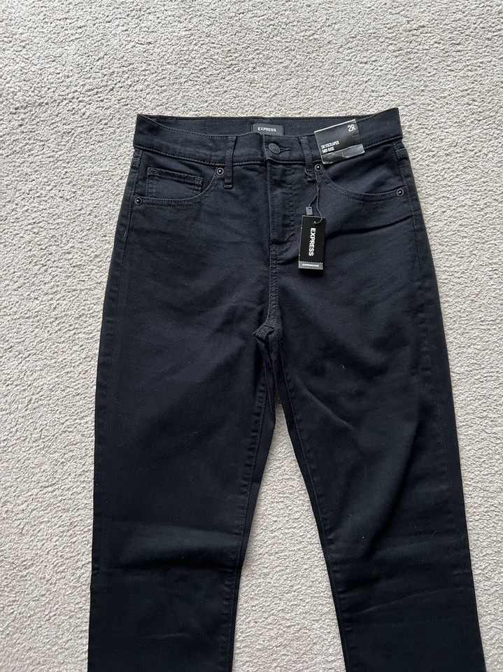 Women’s Express Black Mid Rise Skyscraper Jeans Size 2 Premium Stretch ...