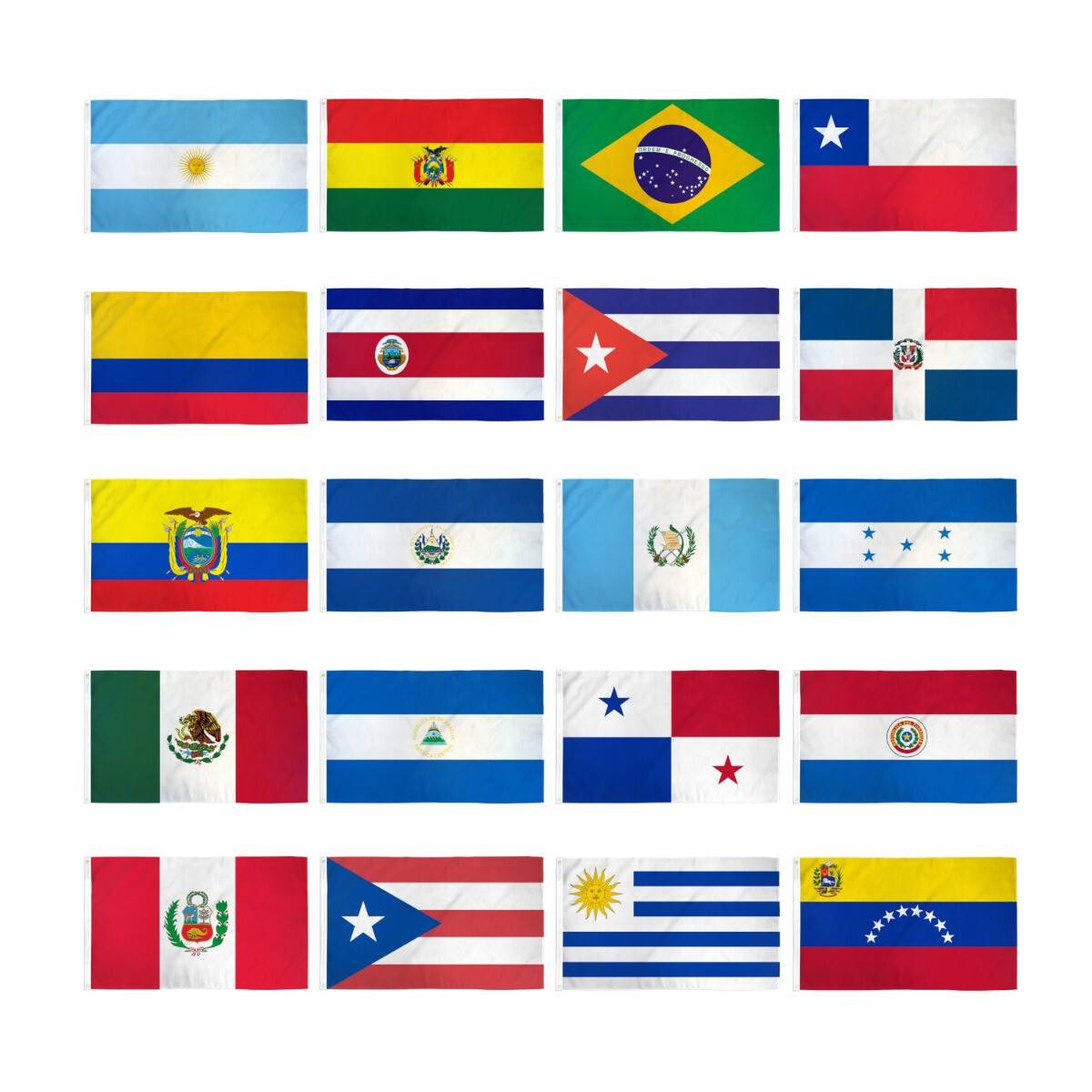 Set of 20 Latin American Country Flags Set of Latin America Flags 3x5ft ...