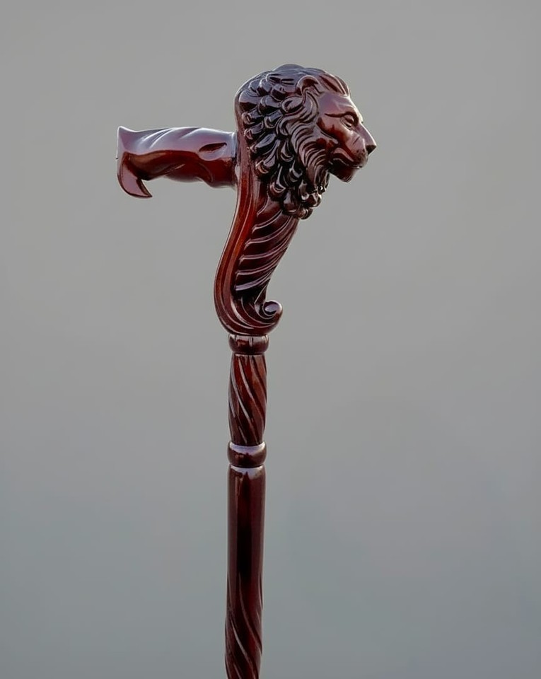 Wooden walking stick / cane - hand carved lion head design Best wood ...