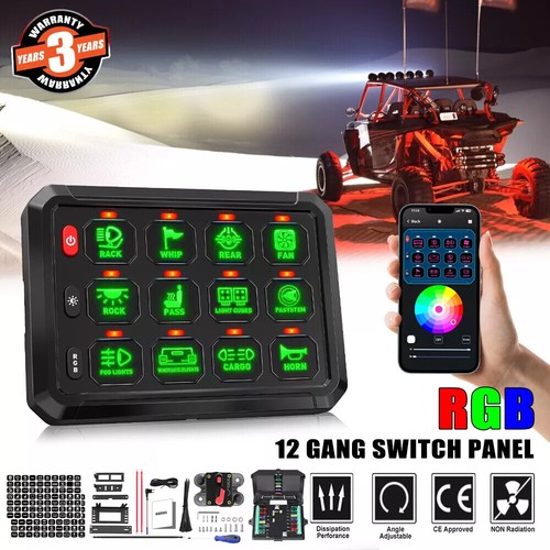 Wireless Control RGB 12 Gang Switch Panel For LED Work Light Bar Relay ...