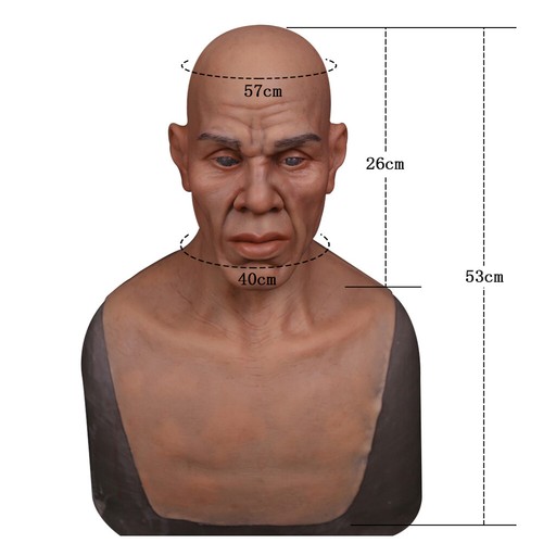 Silicone Realistic Man Face Mask Prop Head Hoods Cosplay Halloween ...