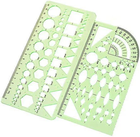 2PCS Plastic Green Measuring Templates Geometric Rulers for Office and ...
