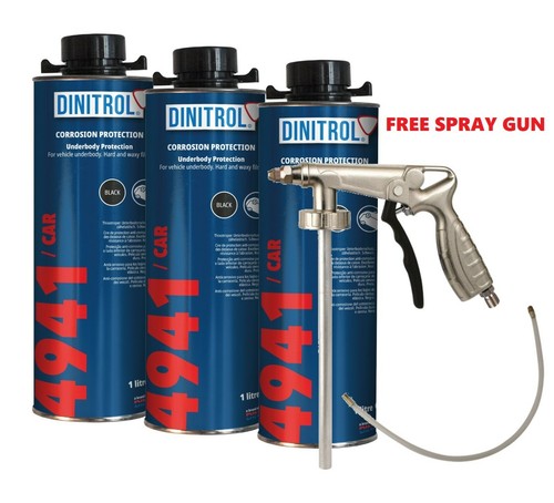 DINITROL 4941 UNDERBODY CHASSIS RUST PROOFING BLACK WAX 1 LITRE 3x ...