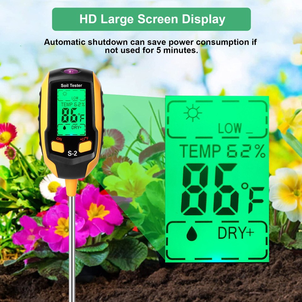 5 in 1 PH Tester Soil Water Moisture Light Test Meter for Garden Plant ...