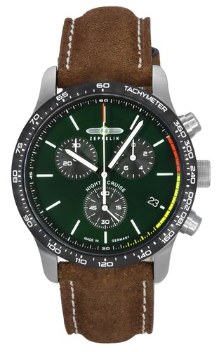 Zeppelin Night Cruise Chronograph Tachymeter Green Dial 72884 100M Mens ...