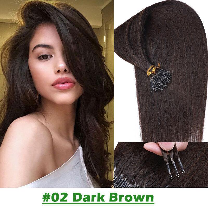 Invisible Nano RIng Nano Beads HUman Hair Remy Extensions FULL Head Thick Long | eBay