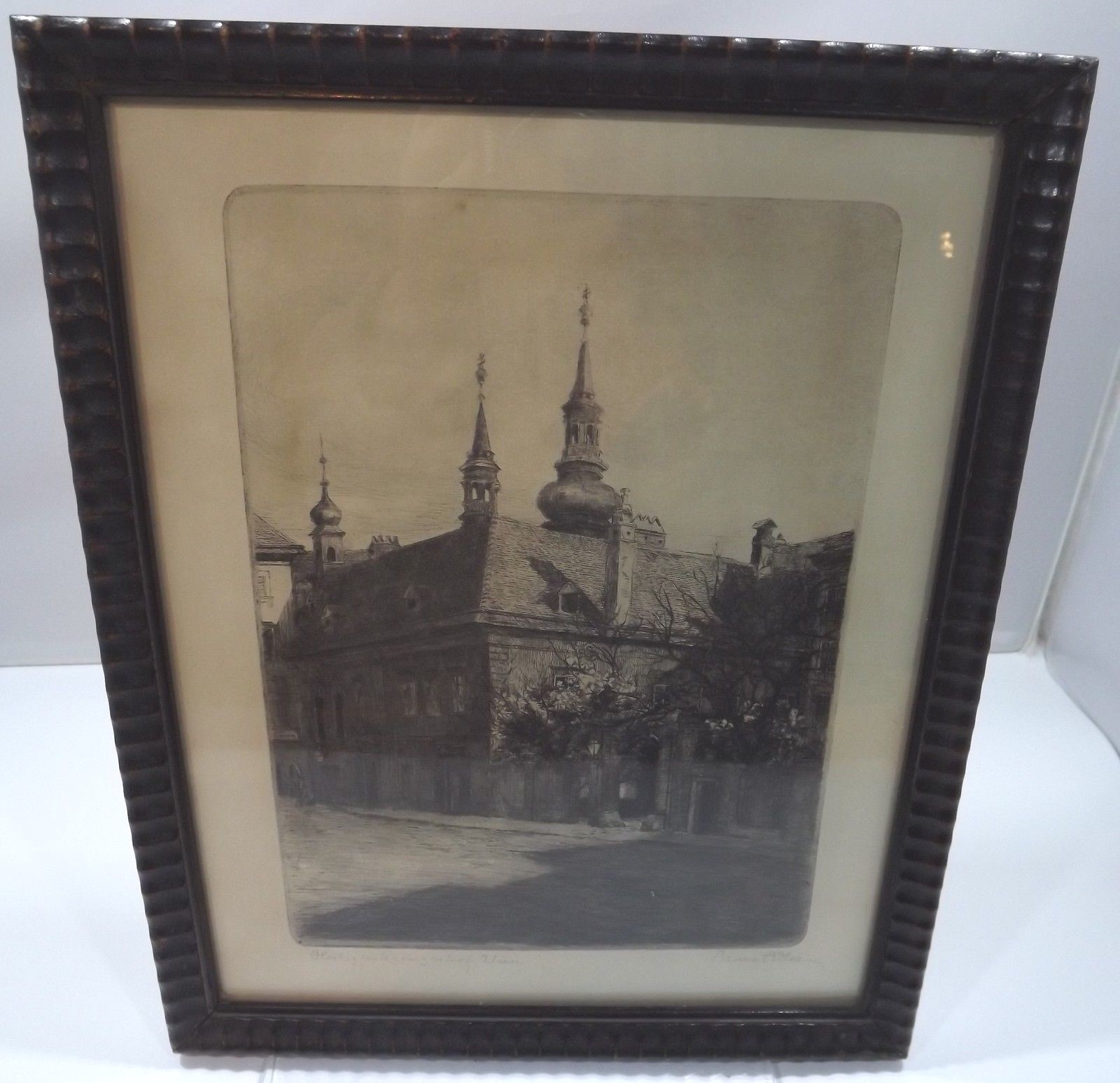 Framed Signed Marie Adler Austrian Engraving Picture Print of Wein ...