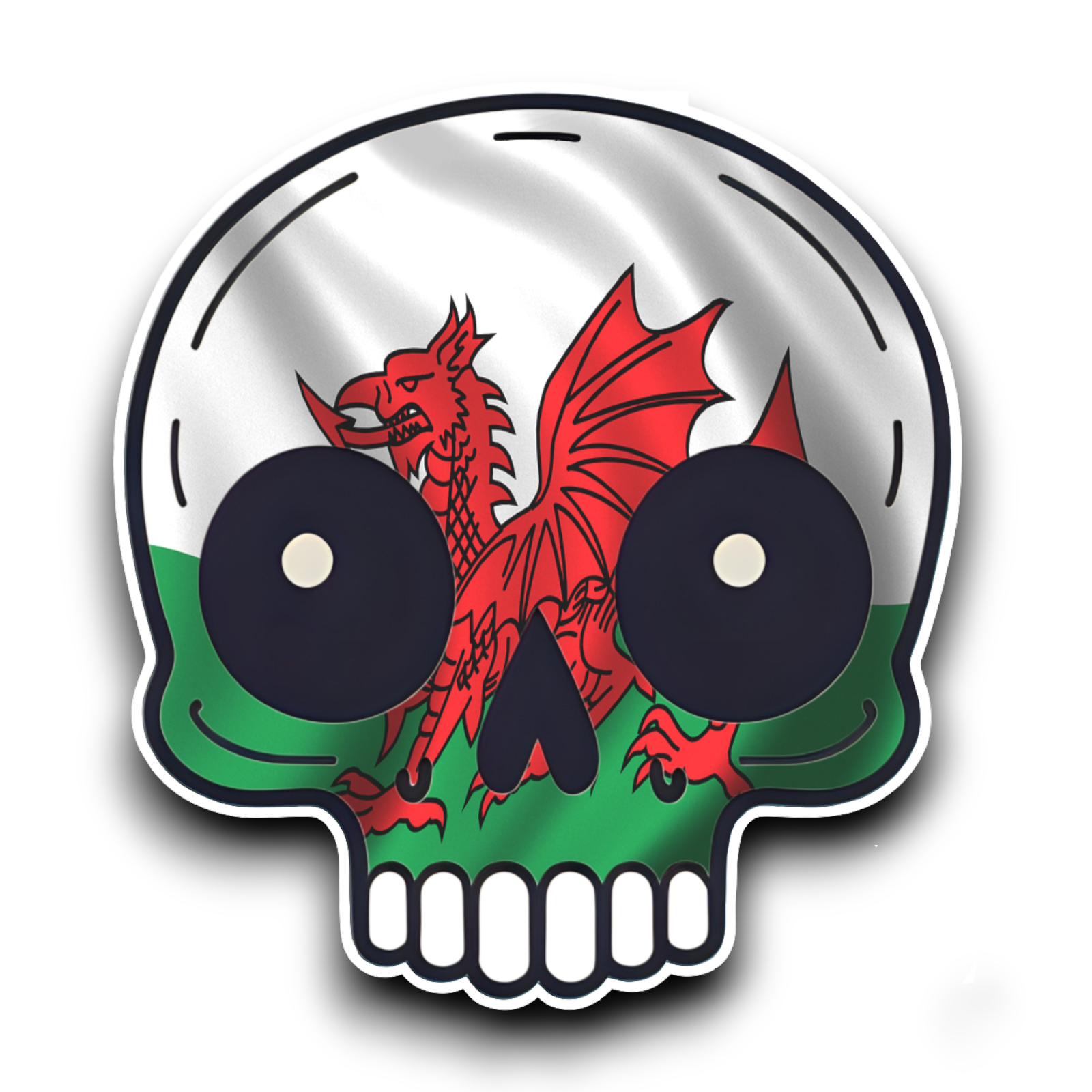 Cute Skull With Wales Welsh Cymru Flag Cartoon Vinyl Sticker Decal ...