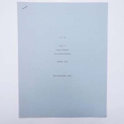 JVC CD-4 quad 4 channel half speed record cutting system company ...