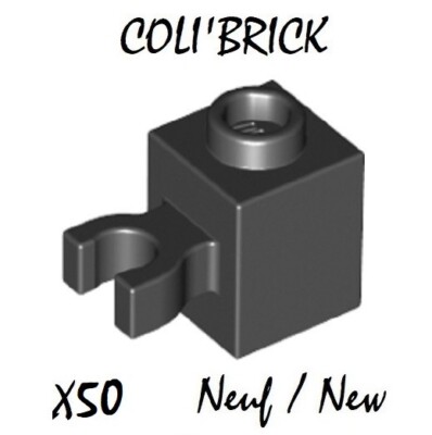 Lego 30241b - 50x brick 1x1 with clip vertical - Noir Black - 60475b ...