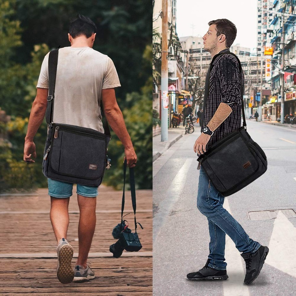 Messenger Bag for Men Women, 13 Inches Laptop Satchel Bags, Canvas ...