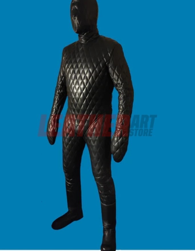 Quilted Leather Bondage Suit Hooded Full Body Fetish Restraint – Made ...