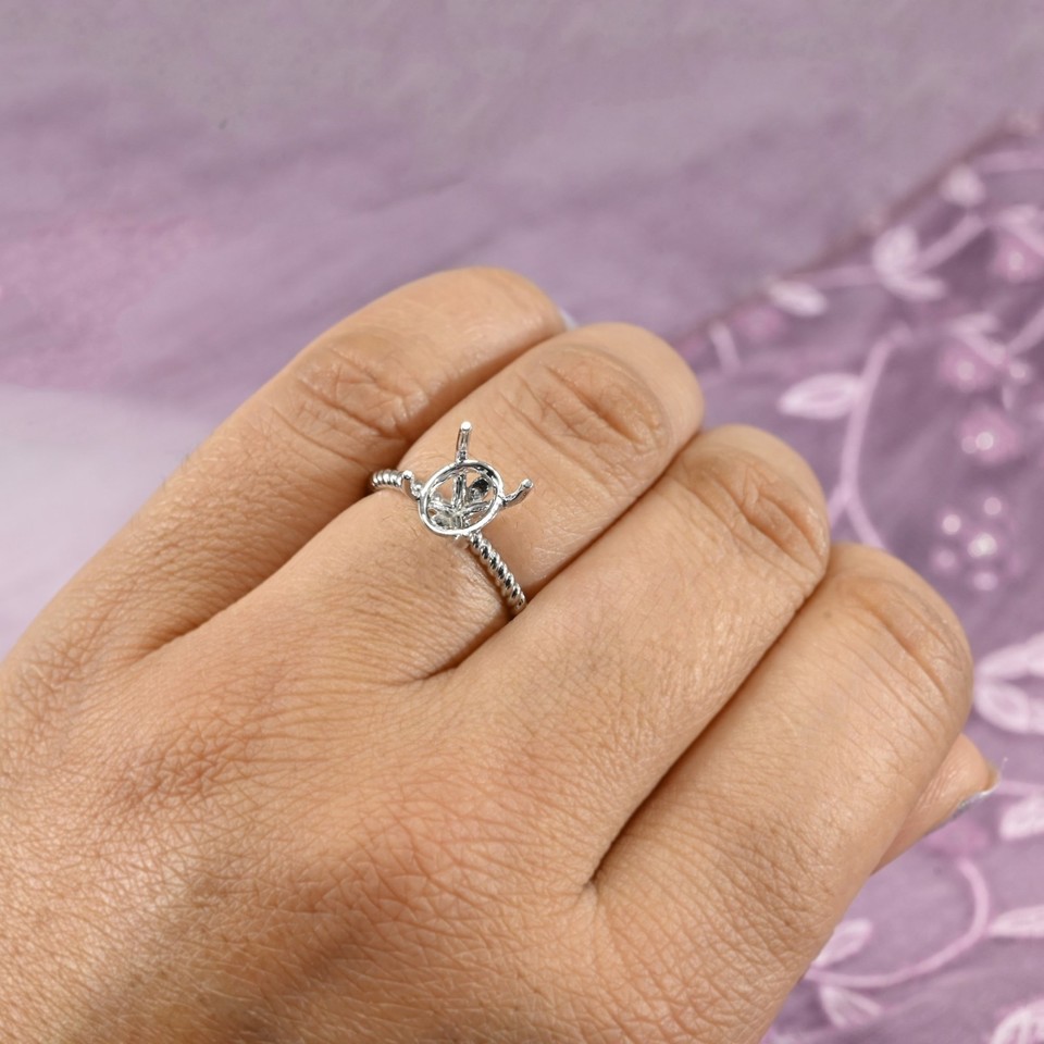 Minimalist Oval 9x7mm Solitaire Ring Semi Mount In 14k White Gold ...
