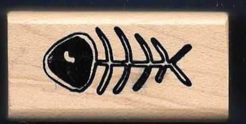 FISH BONES Skeleton Art Work ARTISTIC DESIGN GEMMAMA STAMPS 01999 wood ...