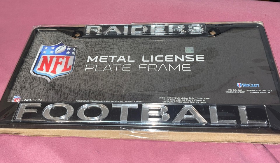 Las Vegas Raiders Metal black laser Embossed Chrome License Plate Frame ...