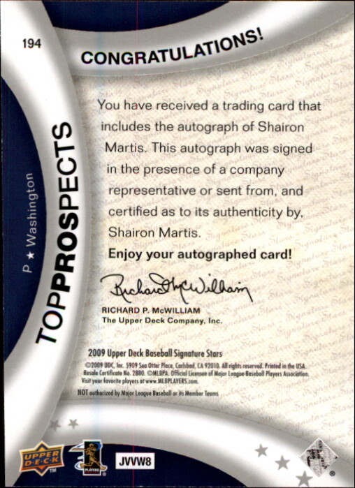 2009 Upper Deck Signature Stars Washington Nationals Baseball #194 ...