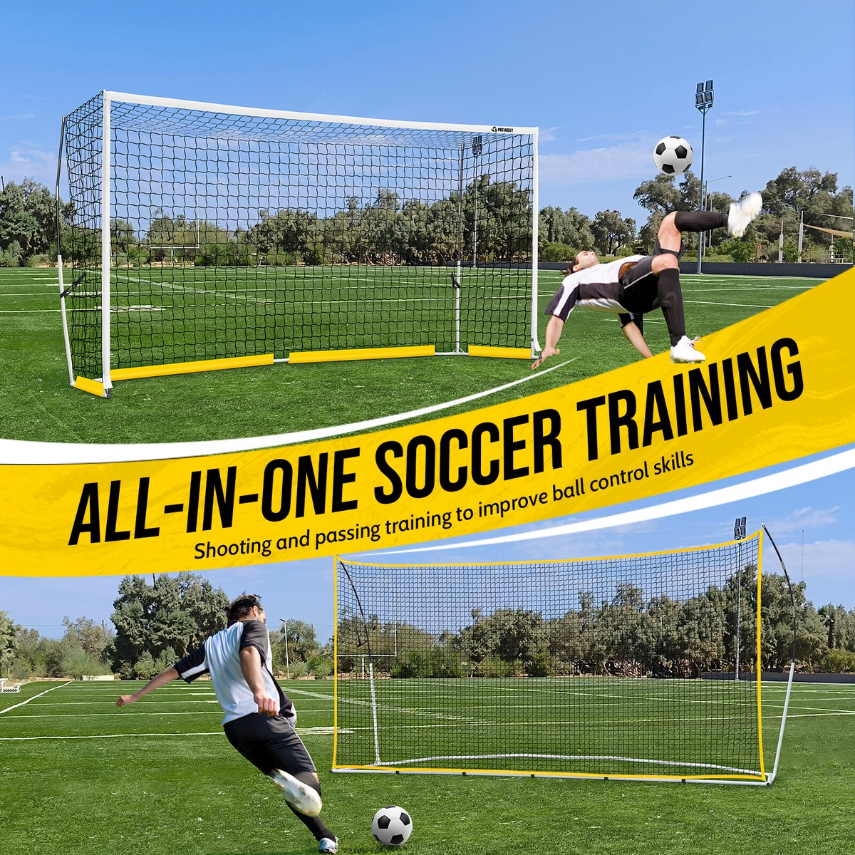 Portable Soccer Net 2-in-1 Soccer Goal & Rebounder Net - 12ft X 6ft ...
