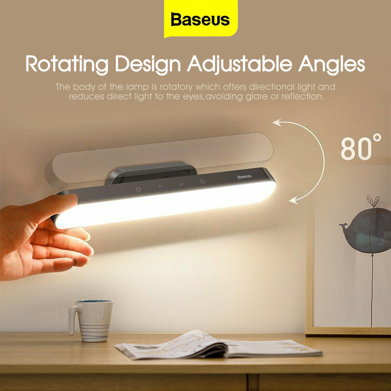 Baseus Magnetic LED Reading Desk Lamp Table Stepless Dimming Hanging ...