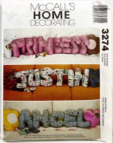 2001 McCalls Sewing Pattern 3274 Home Decor Novelty Pillows 4 Styles ...