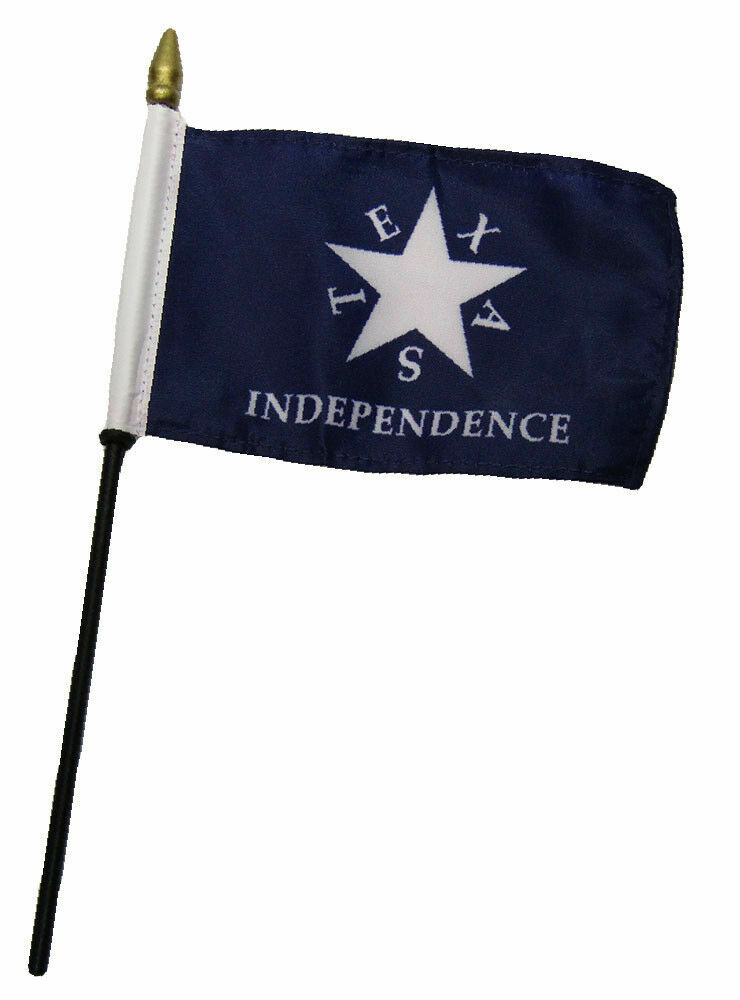 Texas Conrad Zavala Independence 4"x6" Flag Desk Table Set WOODEN Stick ...