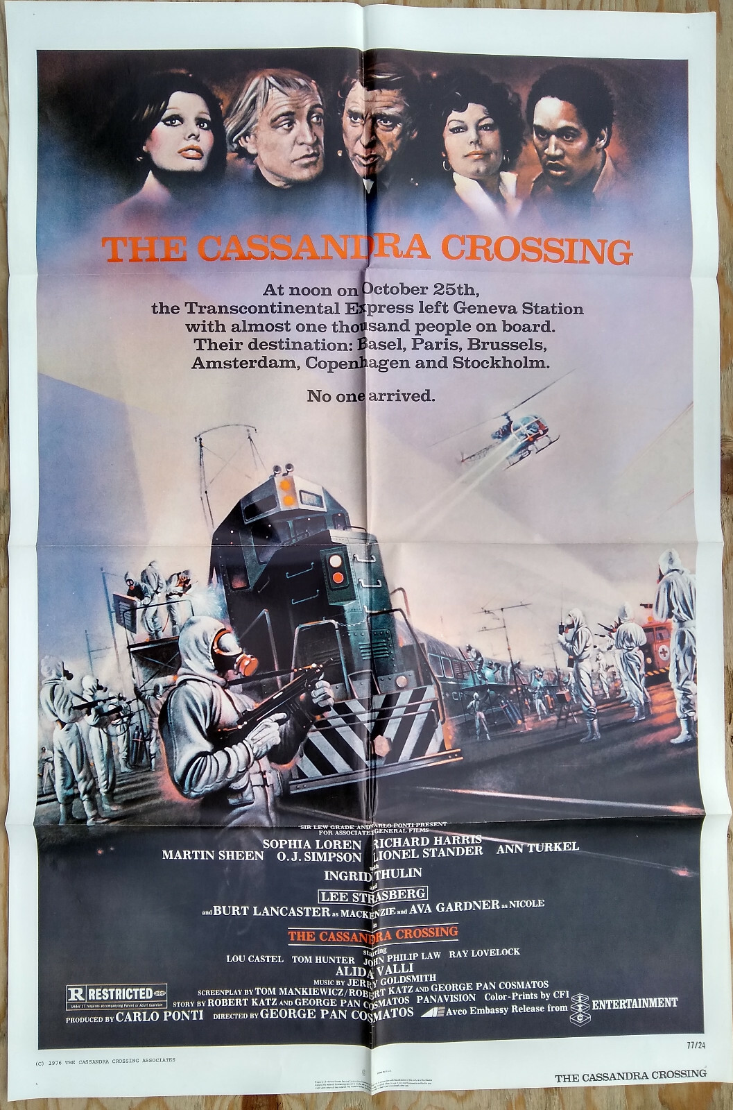 The Cassandra Crossing Sophia Loren Original 1 Sheet Movie Poster | eBay UK