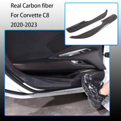 Real Carbon Fiber Door Bottom Anti-Kick Trim Panel Cover For Corvette ...