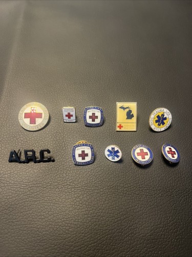 10 Vintage Red Cross & EMT Enamel Pins – 1 Gold Plated – Medical Rescue ...