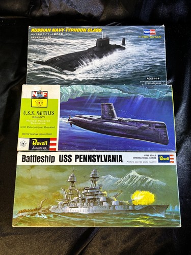 Lot of 3 model kits-Russian Typhoon-USS Nautilus-Uss Pennsylvania Open ...