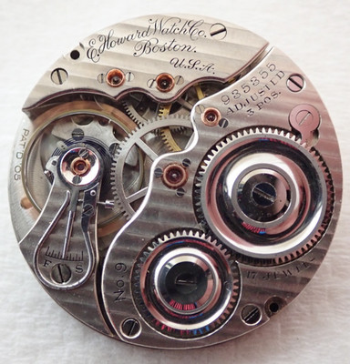 ANTIQUE 16s SIZE E HOWARD SERIES 2 17j OPEN FACE POCKET WATCH MOVEMENT ...