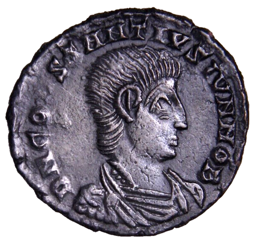 NEAR MS and SILVERED Constantius Gallus, as Caesar, Æ 18mm. Siscia ...