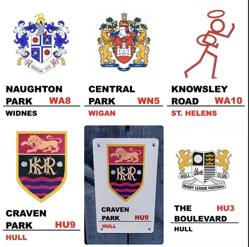 Retro Rugby League Crest Metal signs Hull FC Wigan Widnes St. Helens ...