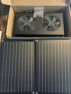 NEW 10w Solar Powered Dual Fan Kit Exhaust 2 Panels coolerguys | eBay