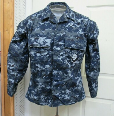 US Navy USN NWU Blue Digital Camo Uniform Blouse Shirt Small X Short ...