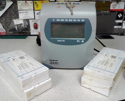 Pyramid 2600 Time Clock w/Key plus (4) 100ct NEW Time Cards | eBay