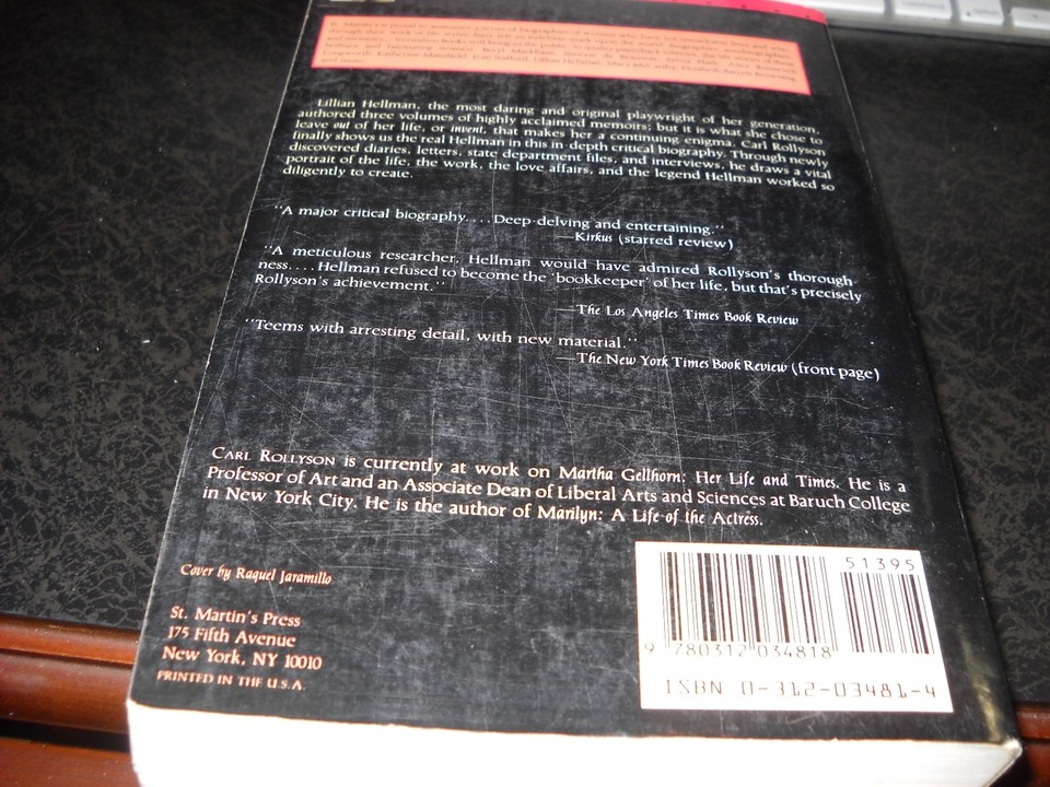 1st Edition CARL E ROLLYSON Lillian Hellman Her Legend and Her Legacy ...