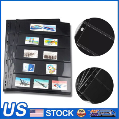 10 Sheets 5 Rows Stamp Pages Collector Stamp Collecting Album Binder ...