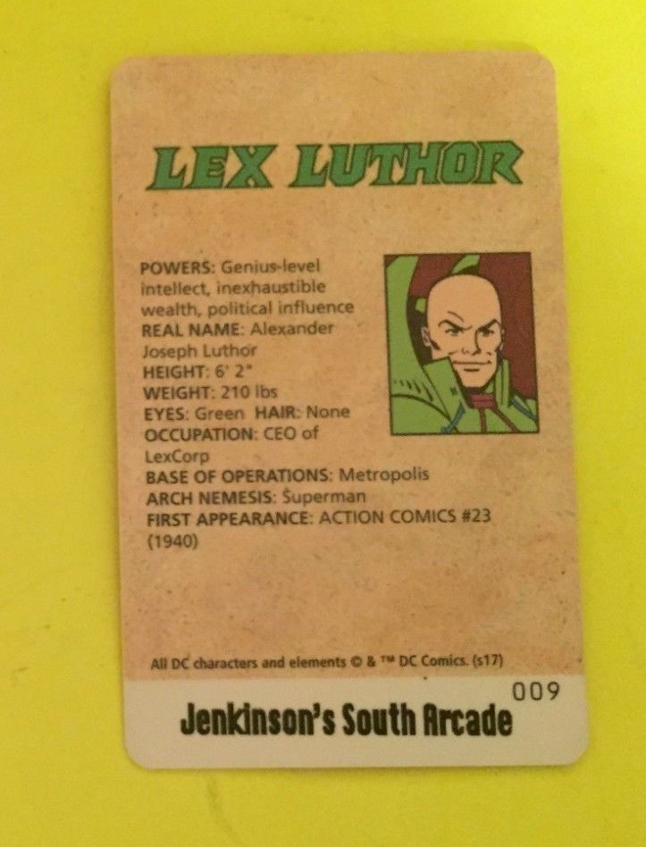 DC Comics Lex Luthor Arcade Push Card | eBay