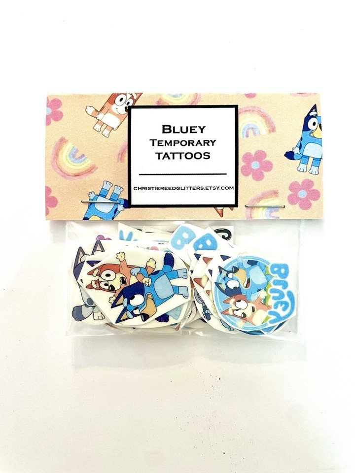 Blue Dog Inspired Temporary Tattoos SET OF 12 Personalization Bluey ...