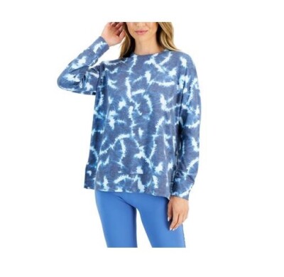 NWT ID Ideology Women's Print Active Solid Crewneck Top Blue Size 2XL ...