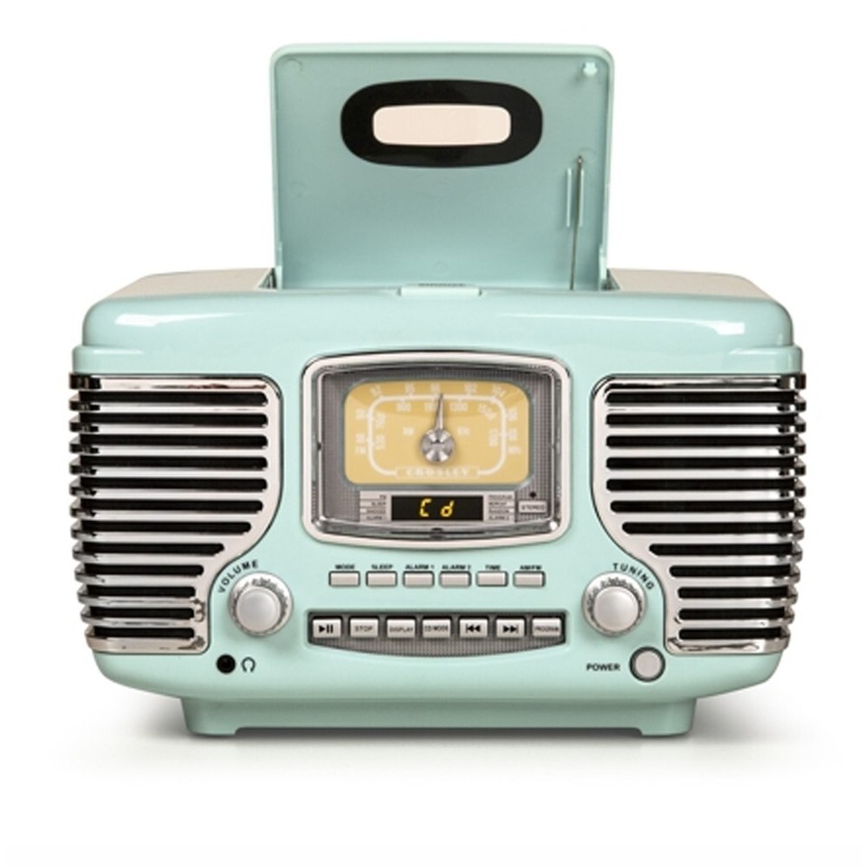 Crosley CR612B-AB Aqua Blue Corsair Retro AM/FM Radio Dual Alarm Clock ...