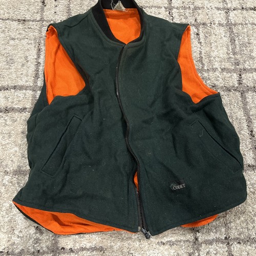 Vtg Codet Canada Reversible Wool Fleece Hunting Vest Orange Green Mens ...