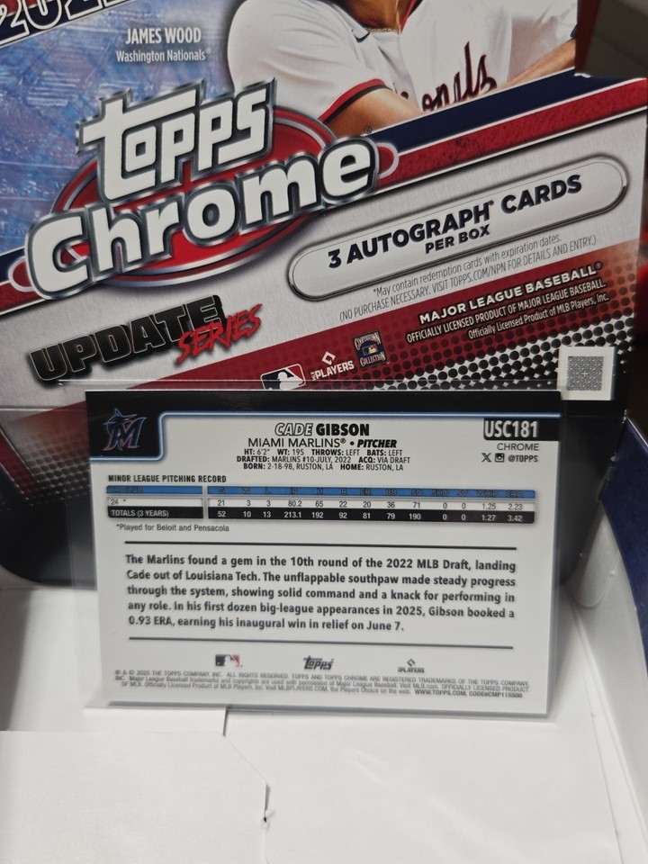 Cade Gibson 2025 Topps Chrome Update Green Wave /99 #USC181 RC Marlins ...